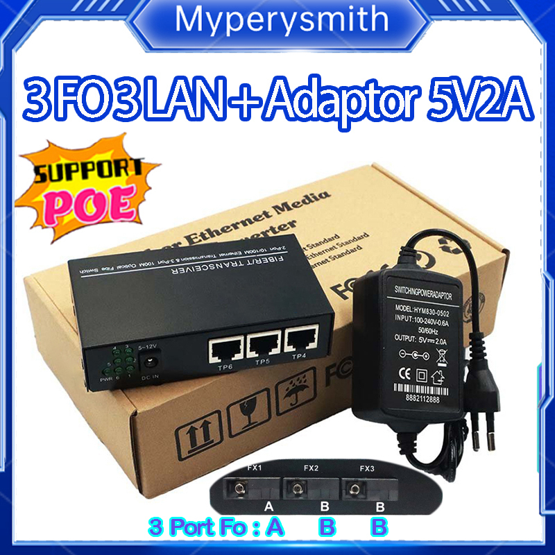 Jual [ABB] 3 FO 3 LAN Media Converter 3F3E Fiber Optik Ethernet Switch ...