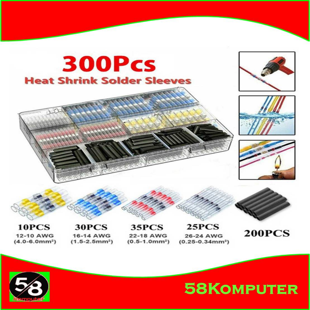 Jual Isolasi Bakar Warna Warni Heat Shrink Tube 300 Pcs Kabel Bakar ...