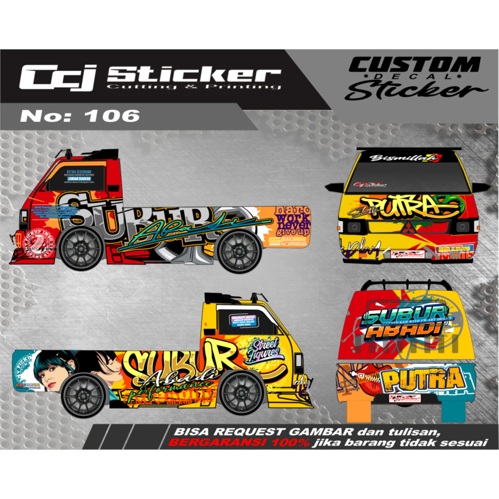 Jual Decal stiker mobil pick up sticker mobil L300, Granmax, T120ss ...