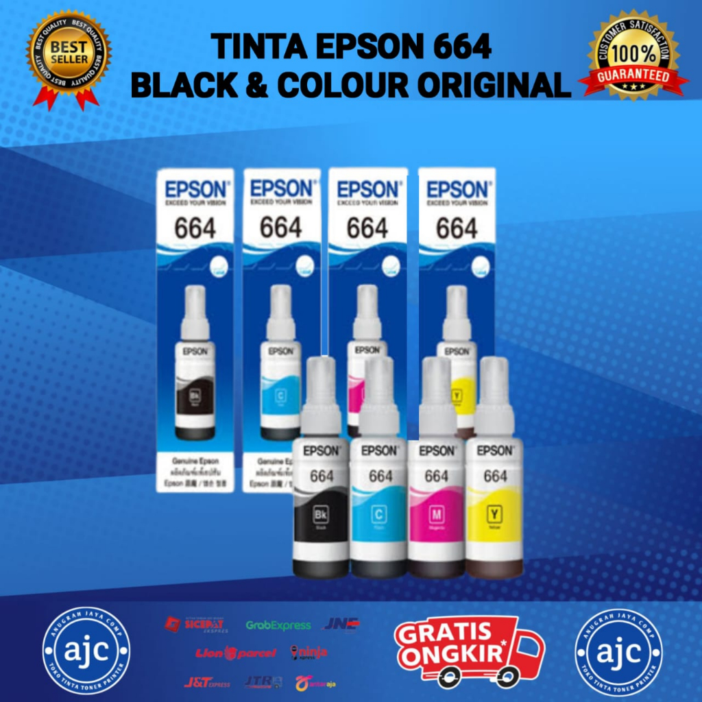 Jual Tinta Botol 664/L100/T6641 (B/C/M/Y) Tinta Epson Original | Shopee Indonesia