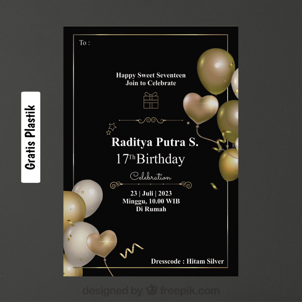 Jual Undangan Ulang Tahun Realistic Gold Variasi 2 / Undangan Ultah ...