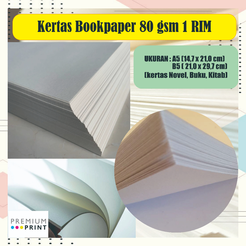 Jual Kertas Bookpaper 57,5 GSM Ukuran A4,A5 - 1 RIM (kertas Novel, Buku ...