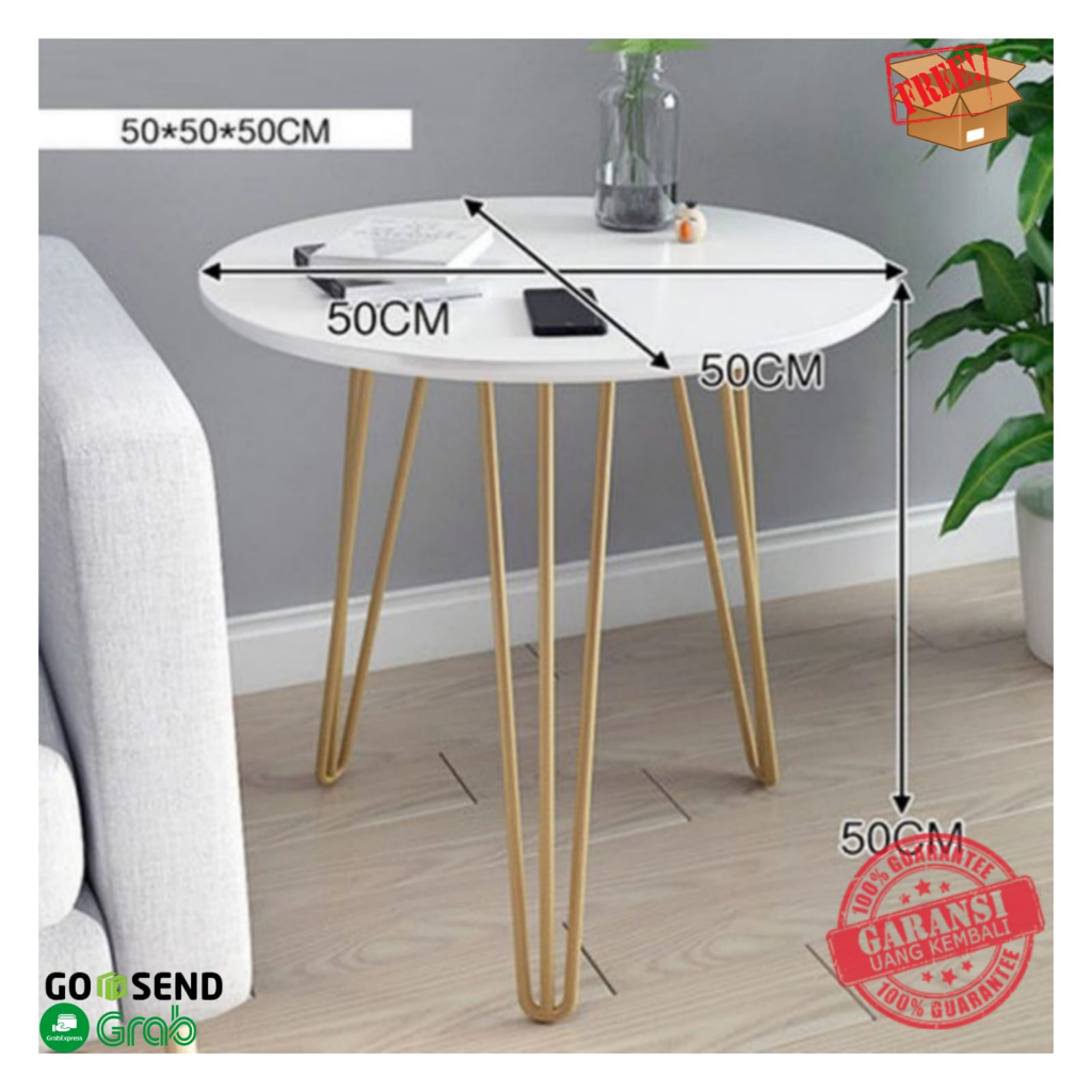 Jual Meja Bulat Teras Table Round Coffe Meja 50cm Gold Tinggi 50 cm ...
