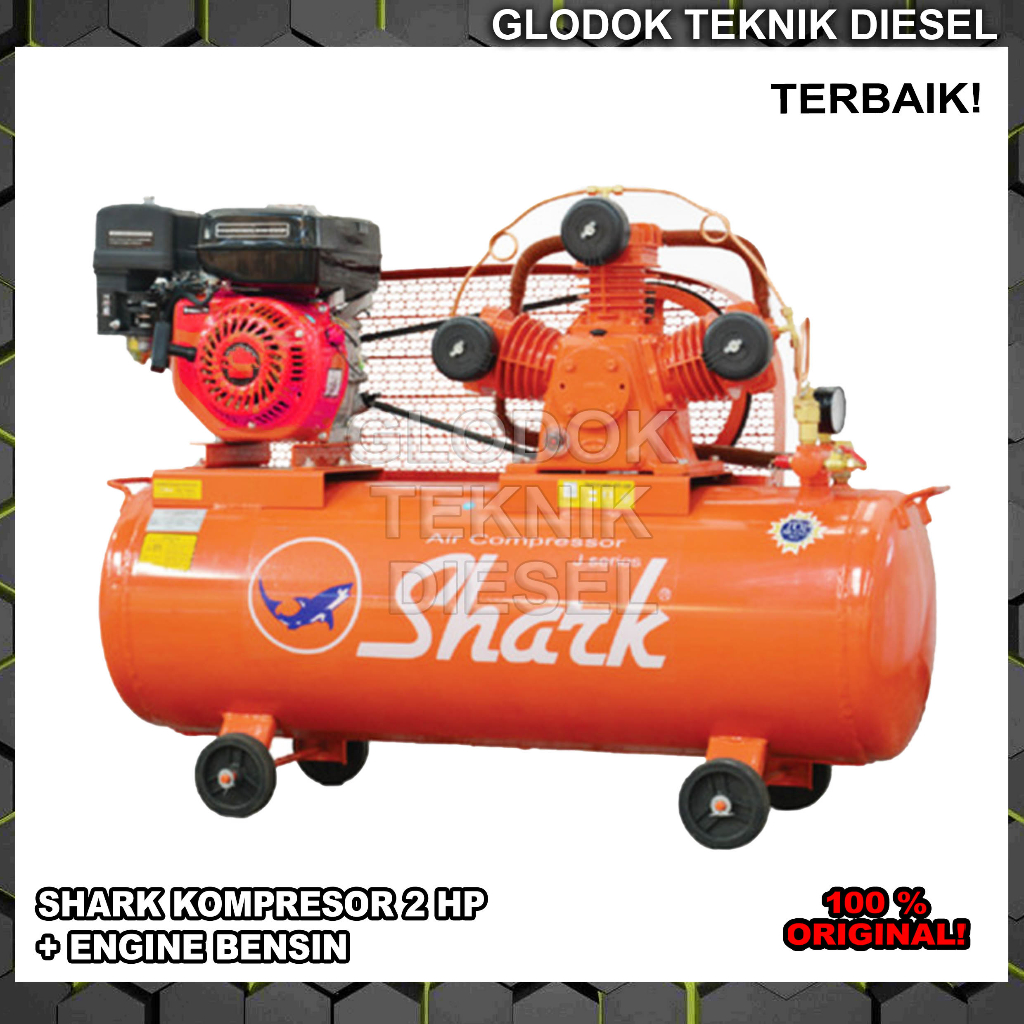 Jual SHARK 2 HP PK Kompresor Angin + Engine Bensin GX 200 6.5 HP Air ...