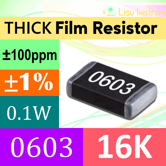 Jual 16KΩ 0603 1608(mm) ±1% THICK Film Resistor SMD ±100ppm/°C 100mW ...