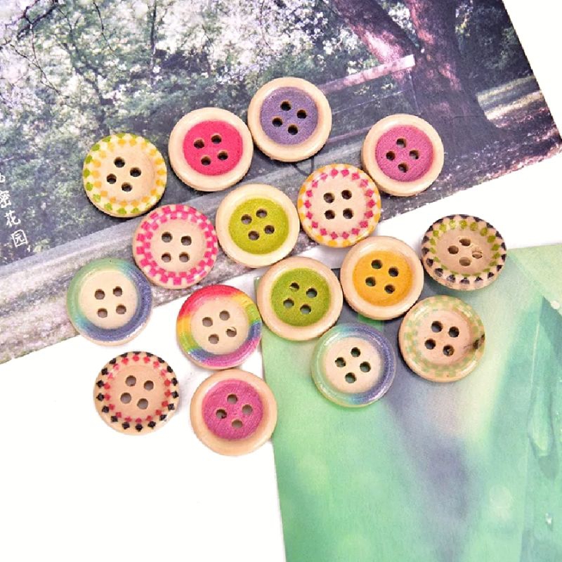 Jual 10 Pcs Kancing Hias Kayu Bulat Motif Gradasi Ukuran 15 mm ...