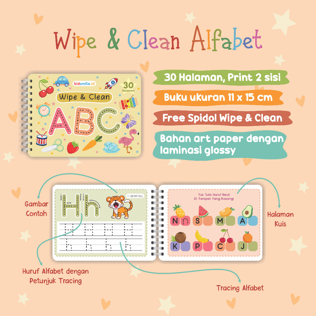 Jual Buku Wipe And Clean Kidsmile Activity Book Tracing Book Buku ...