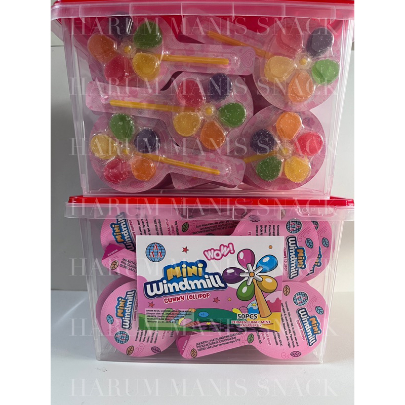 Jual AAA Tupperware Mini Windmill Lollipop Lolipop Gummy isi 50 pcs ...