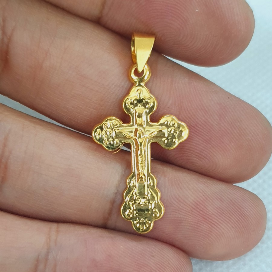 Jual liontin model salib kosongan variasi 2 kuning emas 70% 700 70 % ...