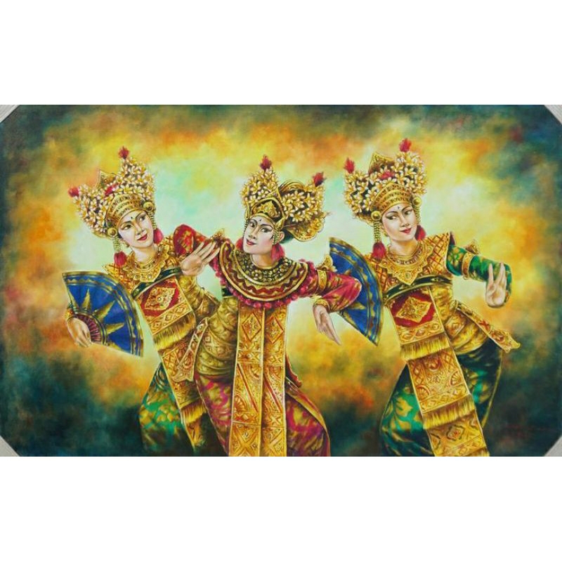 Jual hiasan dinding lukisan cetak penari tradisional Bali plus bingkai ...