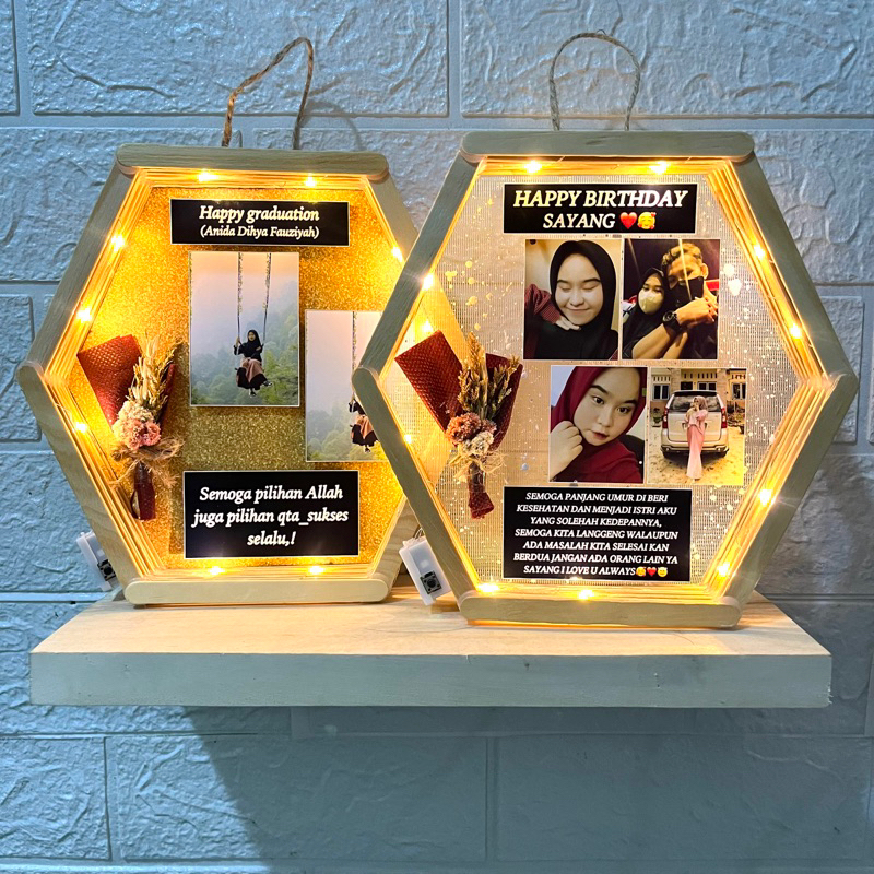 Jual READY STOK Hexa Flower in Frame FREE GIFTBOX + PENUTUP MIKA frame hexagonal hampers+hadiah ...