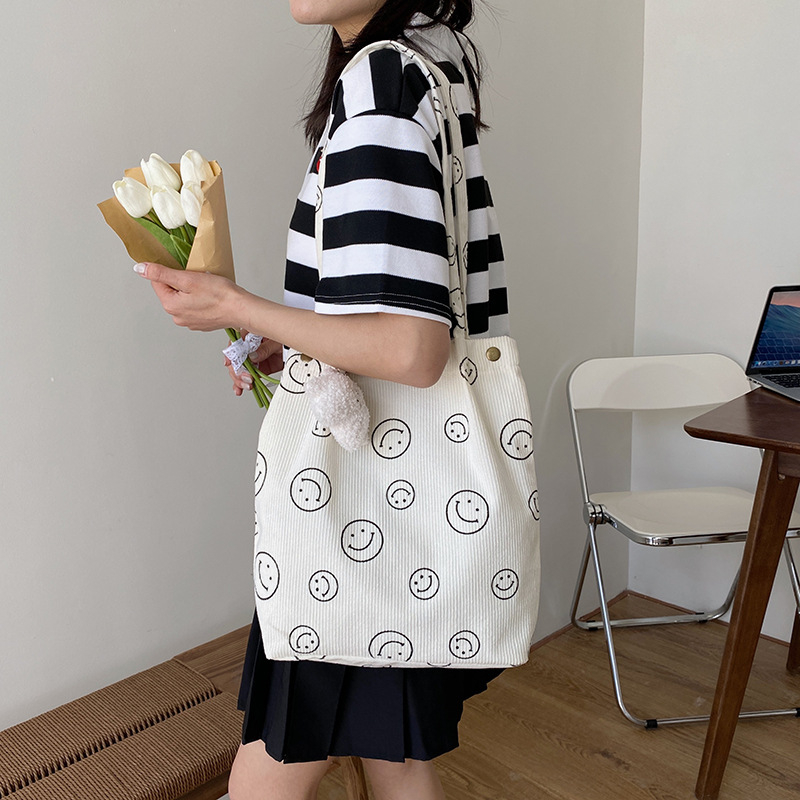 Jual Mismi Patsy Bag Tas Jinjing Wanita Korea Korduroi Happy Tote Bag ...