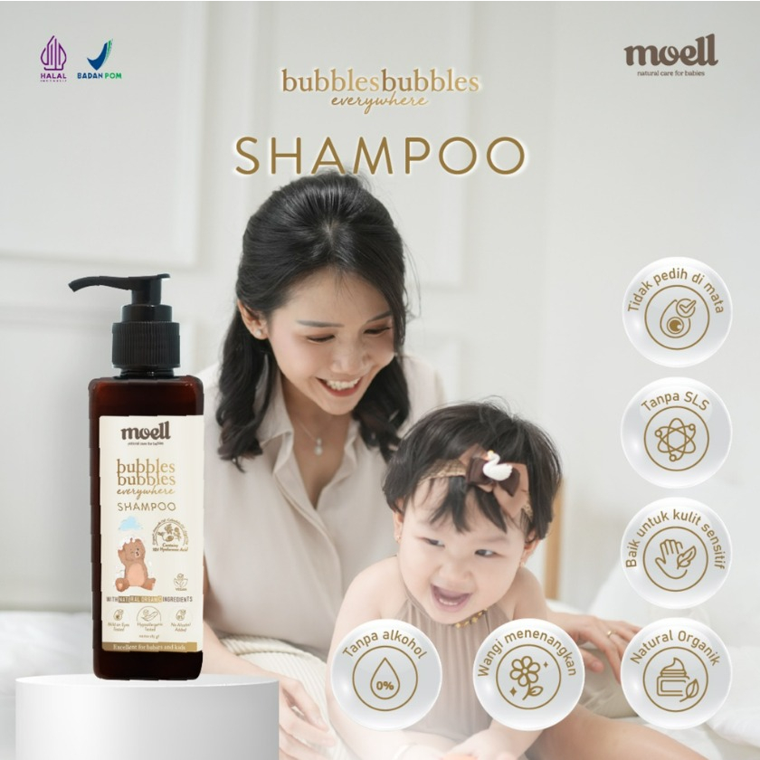 Jual Moell Bubbles Shampoo Everywhere 185gr / Shampoo Bayi Natural ...