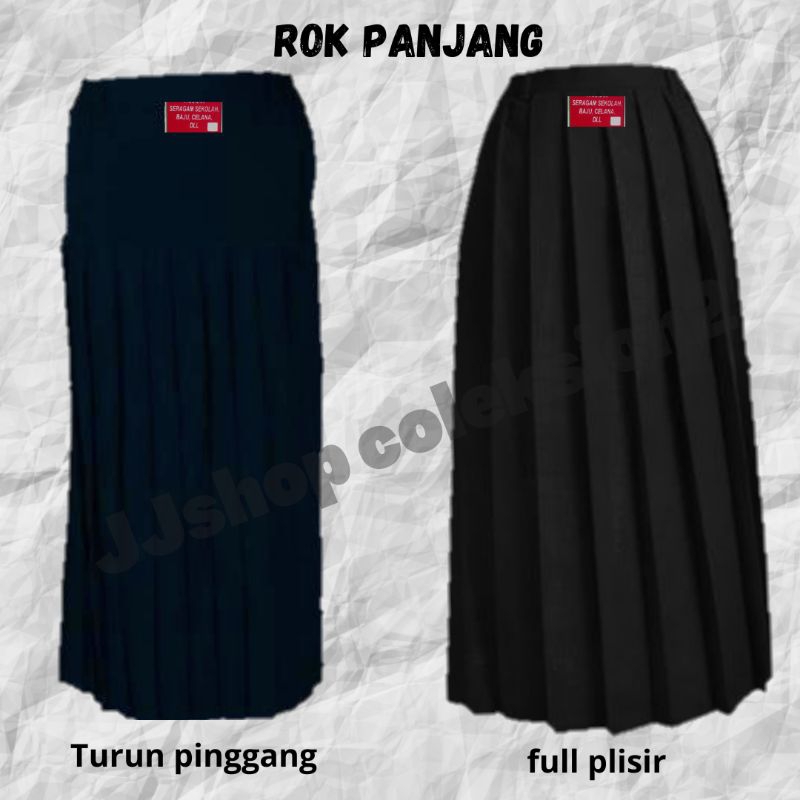 Jual Seragam sekolah rok panjang hitam SD SMP SMA rempel lipit turun pinggang dan full plisir ...