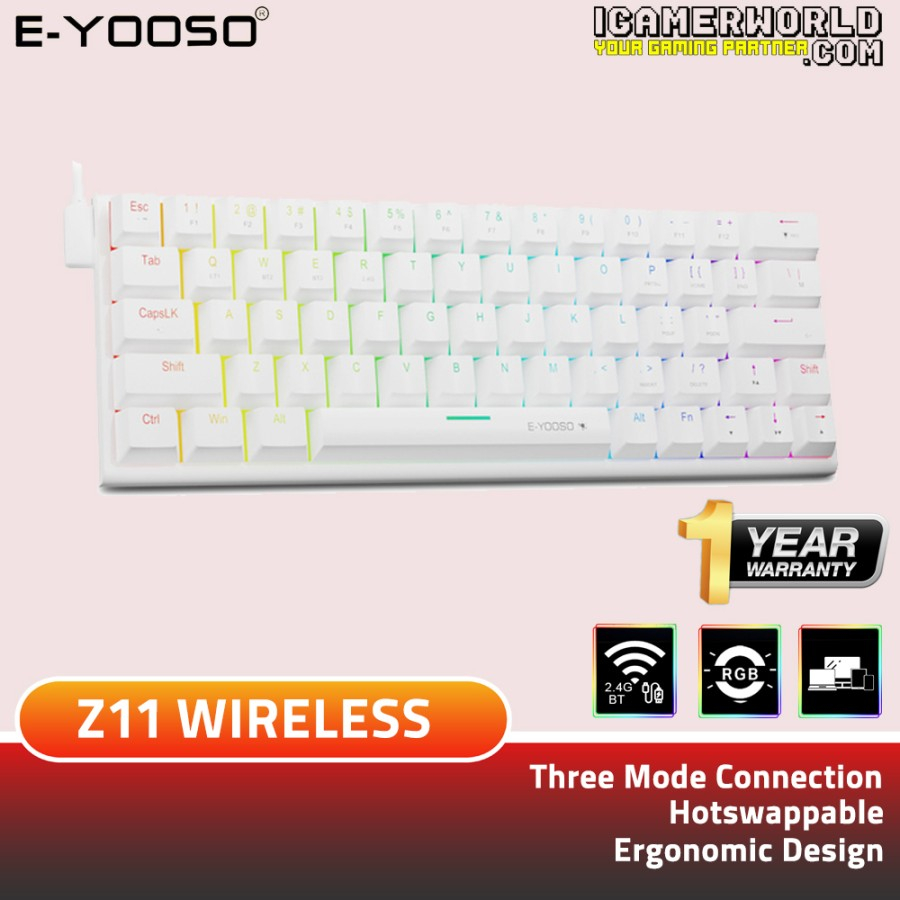 Jual E-yooso Z11 Wired/BT/Wireless RGB Hotswap Mechanical Gaming ...