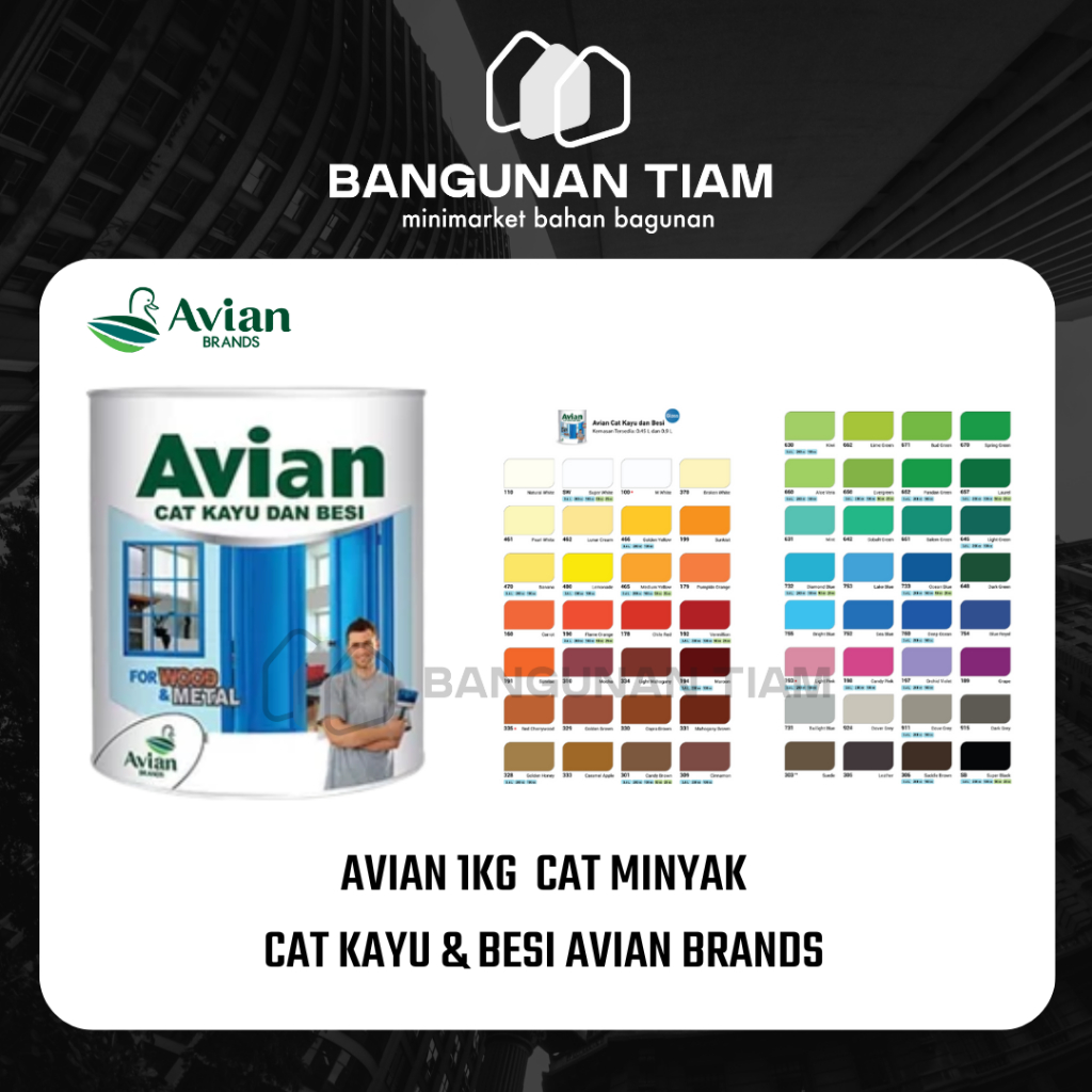 Jual AVIAN 1 KG CAT MINYAK KAYU DAN BESI GLOSS VARIAN WARNA KENTAL (100 ...