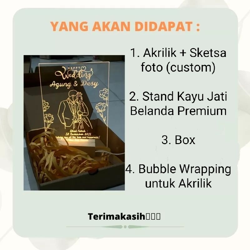 Jual Lampu Akrilik Custom A6 Kado Hampers Gift Box Lettering Ulang ...