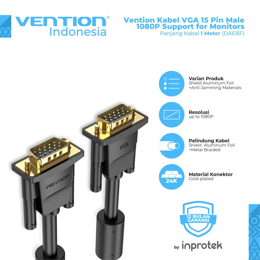 Jual Vention B04 Kabel VGA Male to Male Premium Shielded - DAE | Shopee Indonesia
