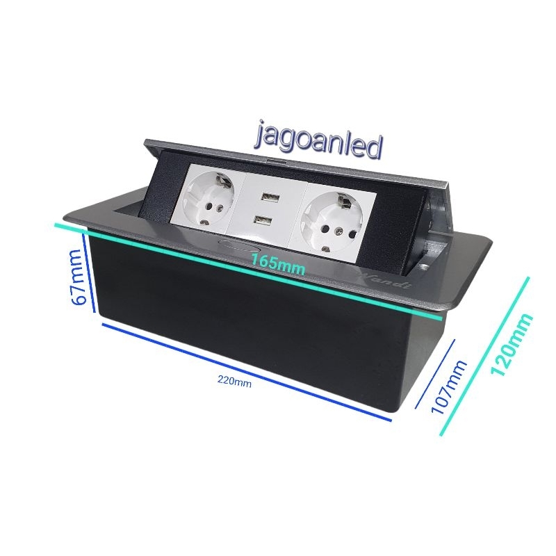Jual Stop Kontak Meja Tanam Pop Up 2 EU Socket + 2 USB Charger | Shopee ...