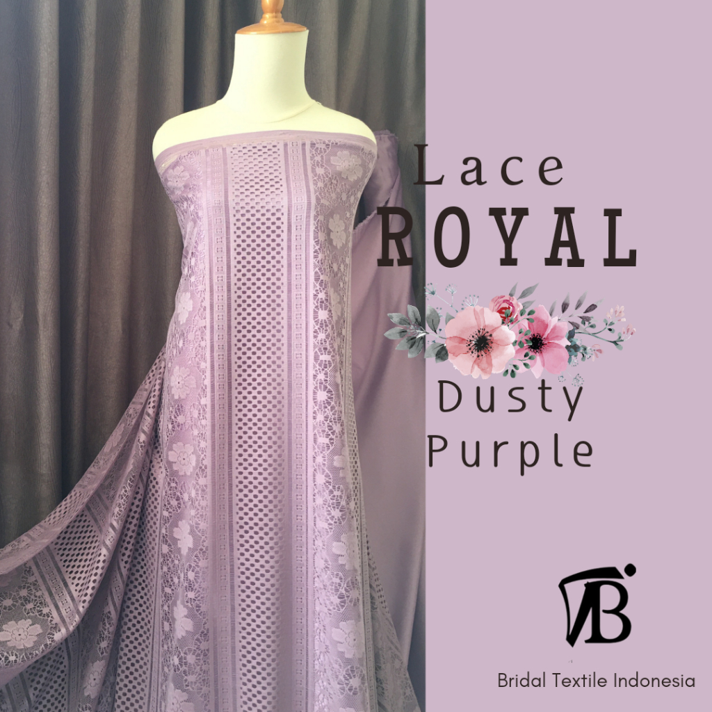Jual Bahan Kain Brokat Brukat Lace Royal Vintage Warna Ungu Dusty ...