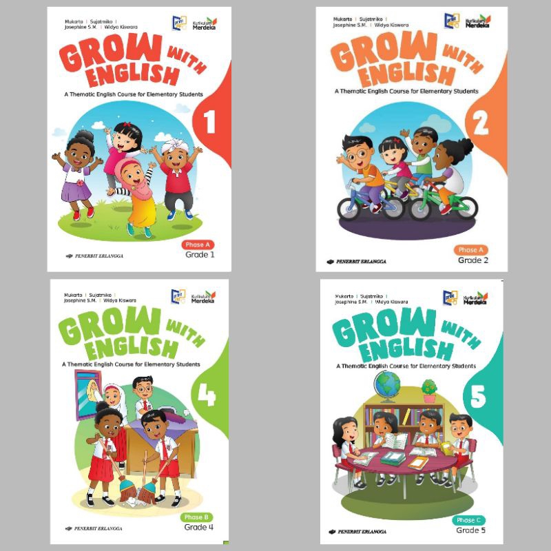 Jual BUKU BAHASA INGGRIS SD GROW WITH ENGLISH KELAS 1 2 3 4 5 6 ERLANGGA KURIKULUM MERDEKA ...