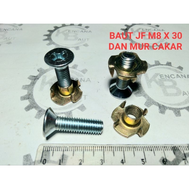 Jual BAUT JF M8 X 30 GALVANIS DAN MUR CAKAR / BAUT SPEAKER KUNCI OBENG PLUS PANJANG 3 CM ...