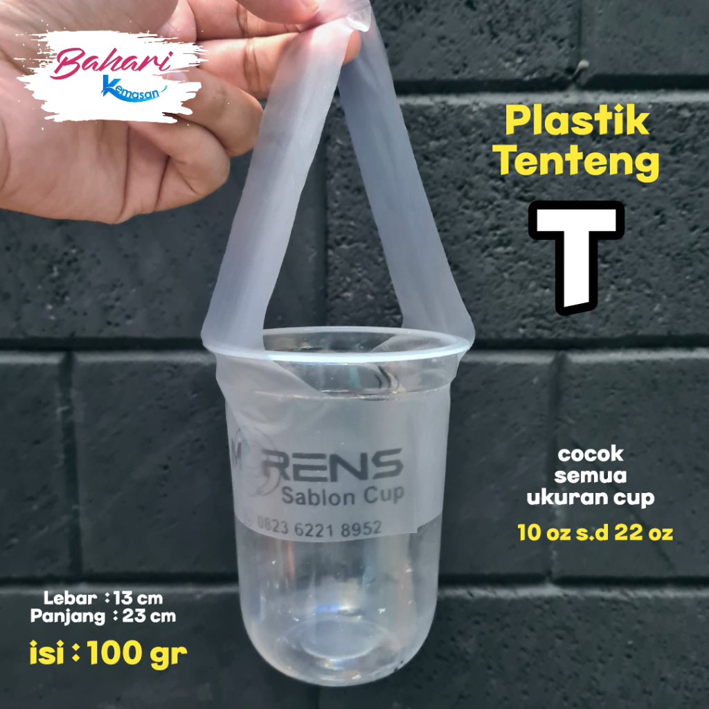 Jual plastik T take away dum dum tenteng gelas cup 100gram | Shopee ...