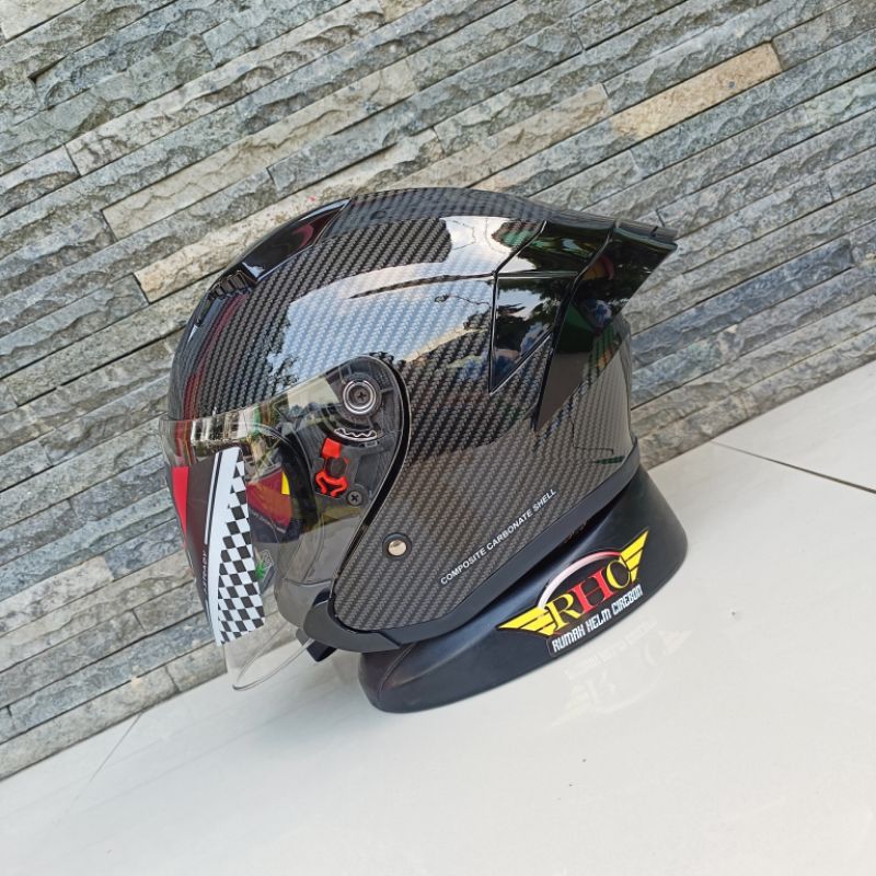 Jual HELM GIFT SARGON MOTIF CARBON FREE SPOILER+STICKER SETT VISOR ...