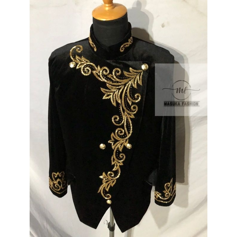 Jual Beskap Jawa Landung Warna Hitam/Baju pengantin Jawa Bahan Beludru ...