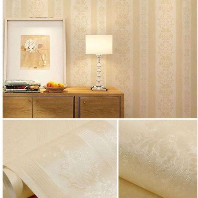 Jual Wallpaper Dinding Salur Embos Gold Ukuran 45 Cm x 10 Meter | Shopee Indonesia