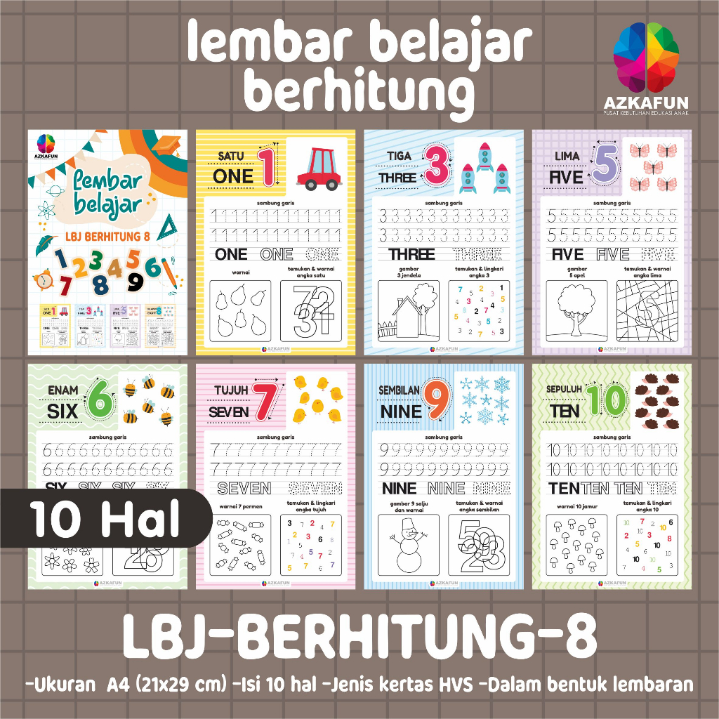 Jual Lembar Belajar Berhitung - Worksheet Anak - Belajar berhitung dan ...