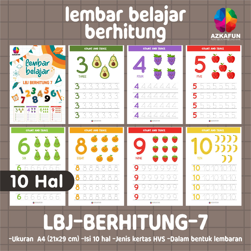 Jual Lembar Belajar Berhitung - Worksheet Anak - Belajar berhitung dan ...