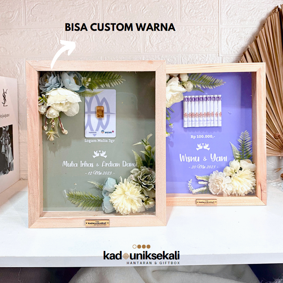 Jual Bingkai Mahar Rustic Dried Flower Bunga Pastel 10R / Mahar ...