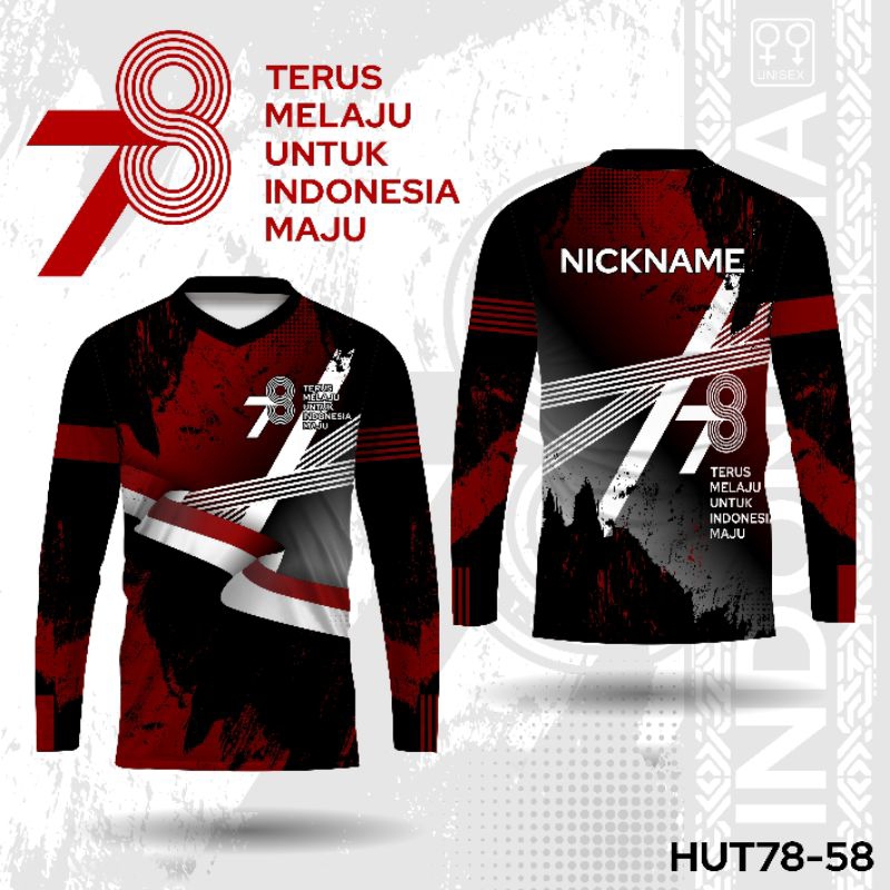 Jual Kaos jersey hut RI 78 lengan panjang Baju kemerdekaan Indonesia ke 78 | Shopee Indonesia