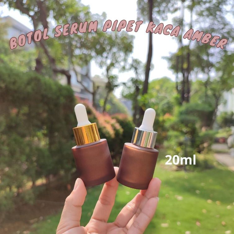 Jual Botol Kaca Coklat Serum Tetes Pipet Kaca Amber 20ml Skincare Botol ...