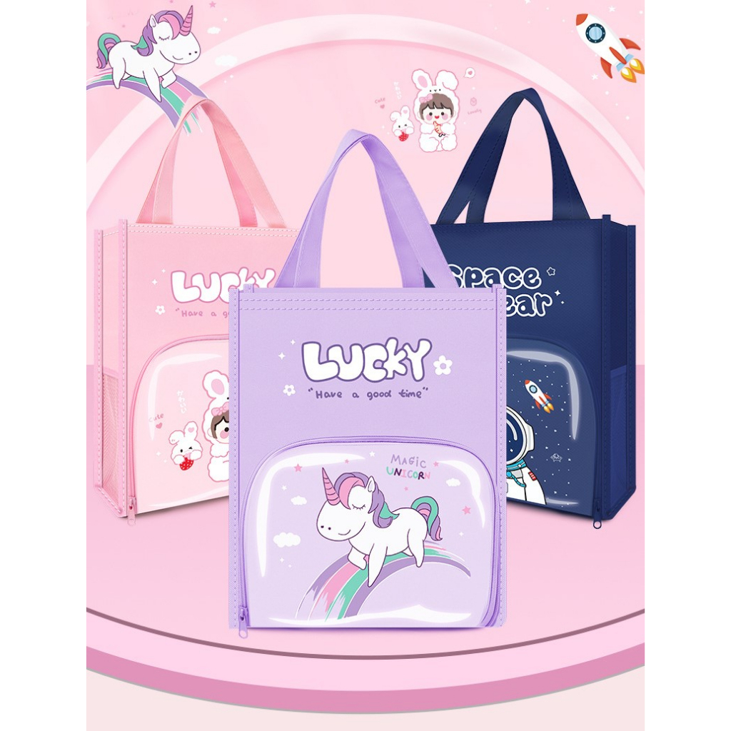 Jual Tas les anak books hand bag cute Map A4 stationary organizer paper ...