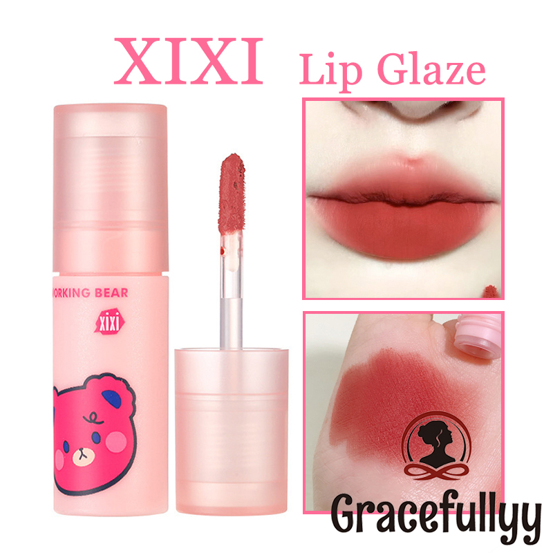 Jual [COD]XIXI Lip Glaze Matte Velvet Lucu Bear 5 Warna Matte Lip Mud Lipgloss Korea Lipstik-GY ...