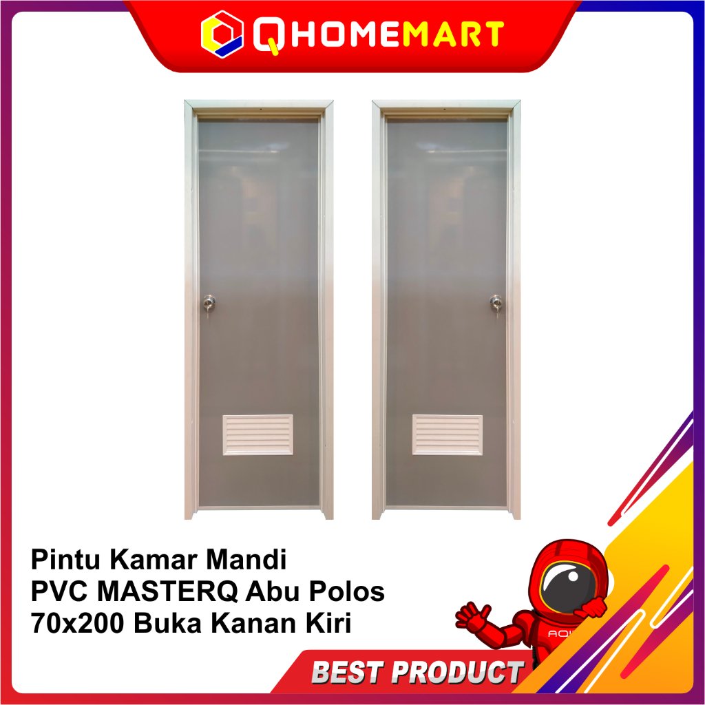 Jual Pintu Kamar Mandi PVC MASTERQ Abu Polos 70x200 Buka Kanan Kiri | Shopee Indonesia