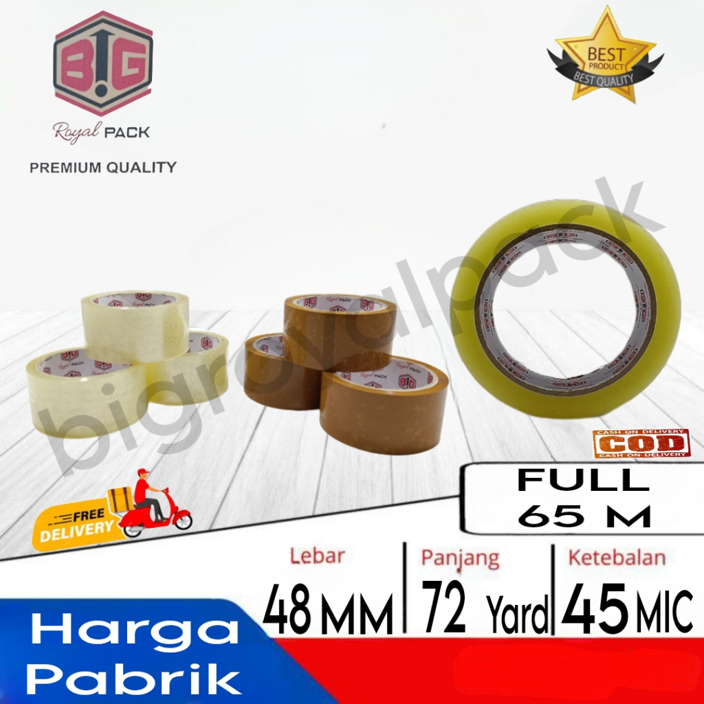 Jual lakban bigroyal 48x72 Yard bening & coklat (FULL YARD) | Shopee ...