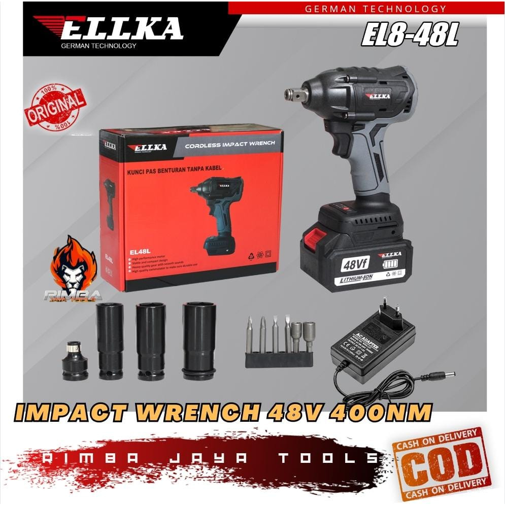 Jual Mesin Bor ELLKA Buka Baut Mobil Impek Impact Wrench 1 Baterai 48v ...