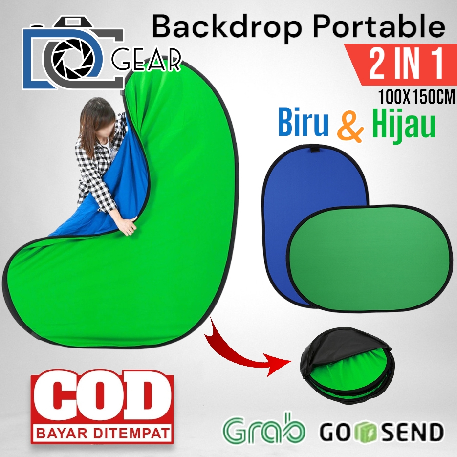 Jual Backdrop portable foto studio fotografi 2 in 1 Biru dan Hijau ...