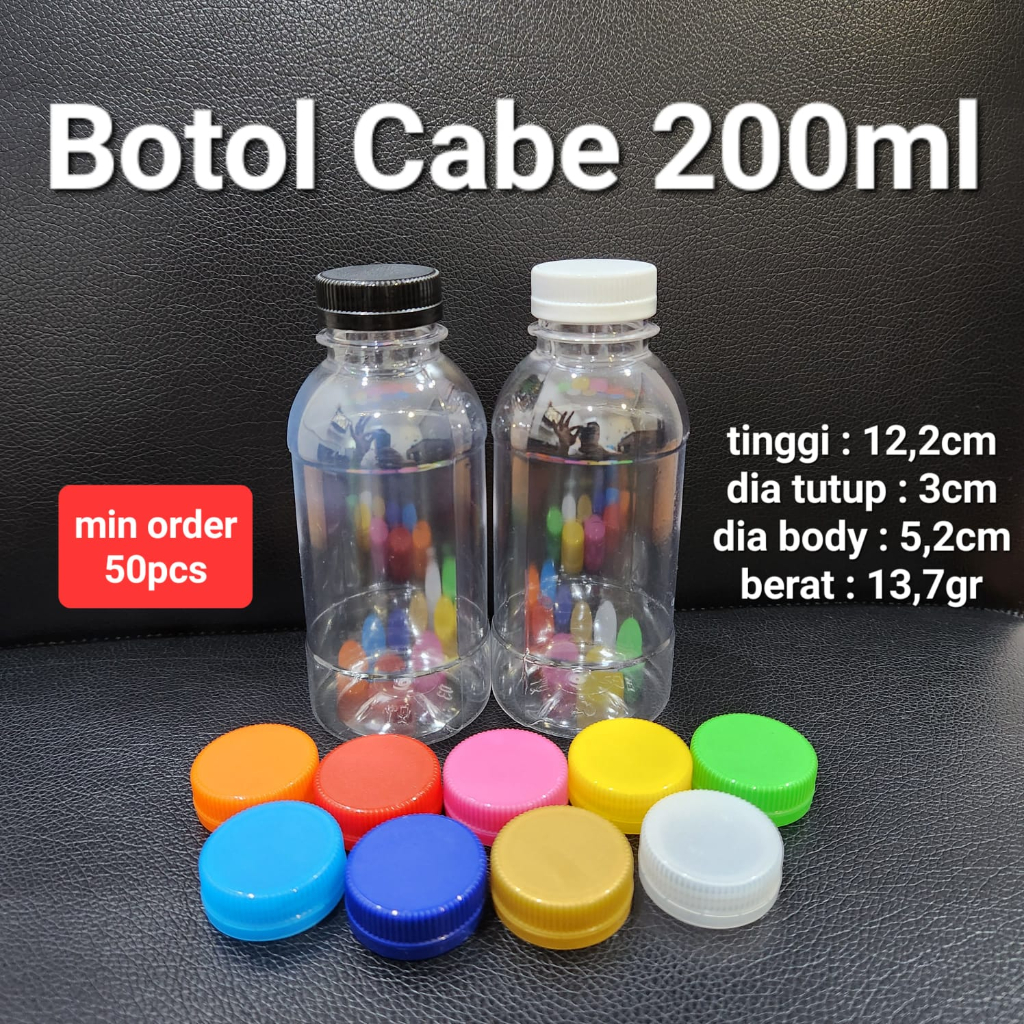 Jual Botol Cabe 200ml PENDEK | Botol Sambal 200ml Plastik PET | Shopee ...