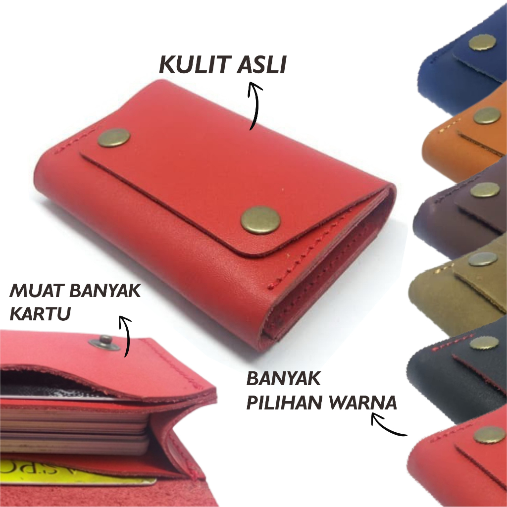 Jual Dompet Kartu Kulit Asli Muat Banyak Model Tutup Kancing | Shopee ...