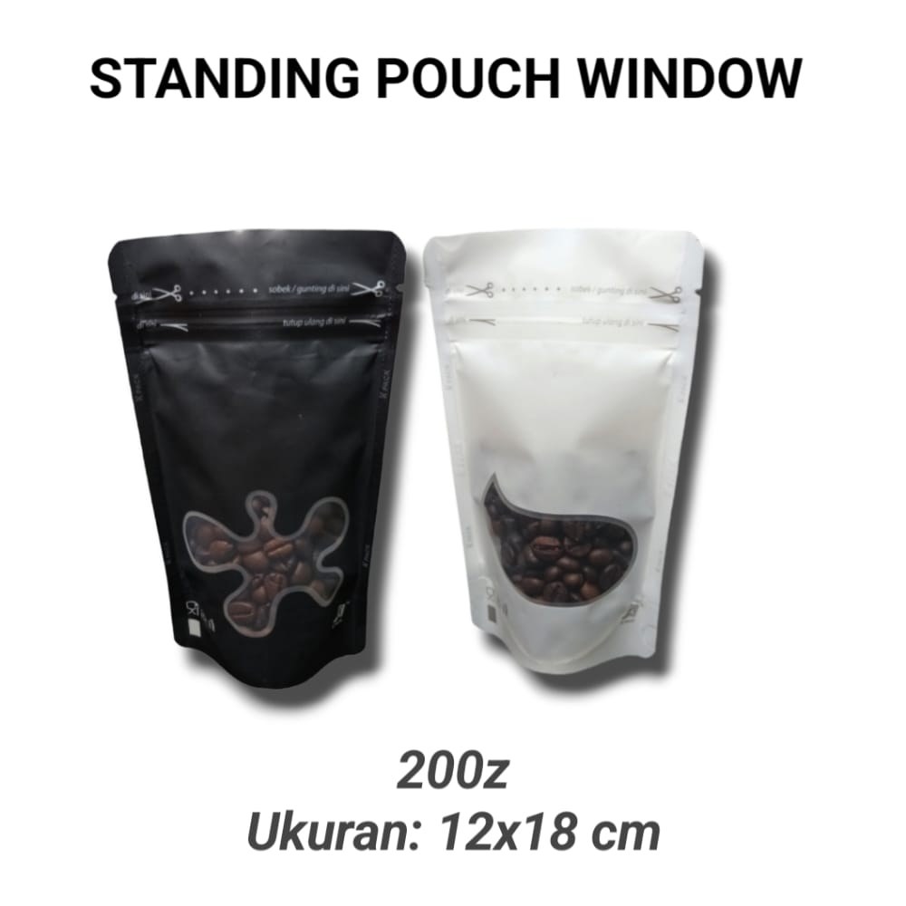 Jual PLASTIK STANDING POUCH WINDOW 200 GR | Shopee Indonesia