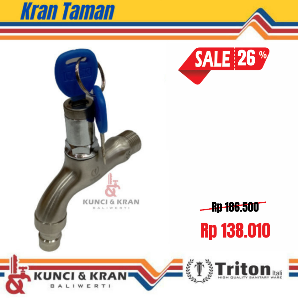 Jual Kran Taman TRITON FT88109S Tuas di lengkapi kunci Kran Stainless ...
