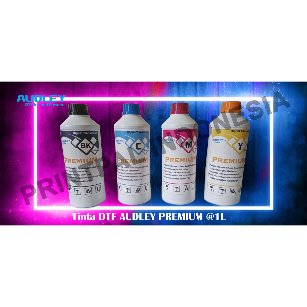 Jual Tinta DTF (Digital Transfer Film) merk AUDLEY Premium 1 Liter (B,C,M,Y) | Shopee Indonesia