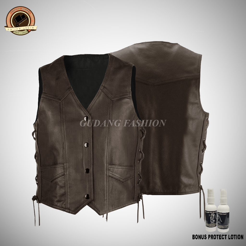 Jual Rompi Kulit Pria Vest Rider Rompi Kulit Sintetis Rompi Motor ...
