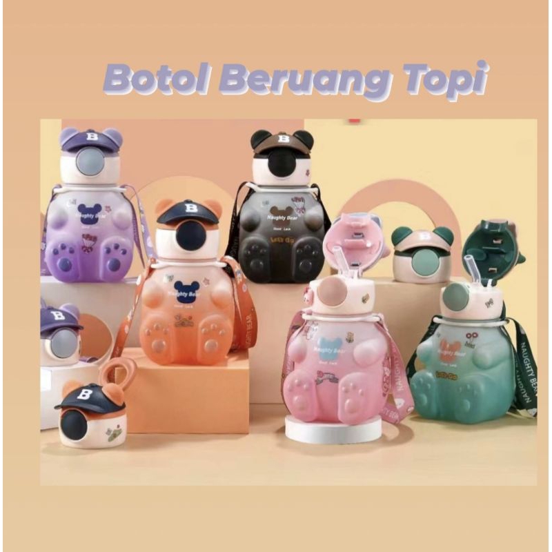 Jual Botol beruang panda gemoy gradasi viral 1.3 liter free sticker ...
