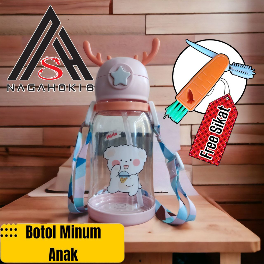 Jual Botol minum anak 600ml motif lucu tanduk rusa | Free Sikat Botol | Shopee Indonesia
