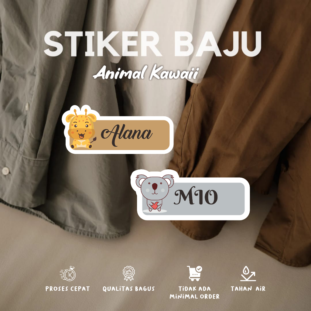 Jual (30-40pcs)Stiker sablon Kain murah/ Label Baju Nama Anak tema ...